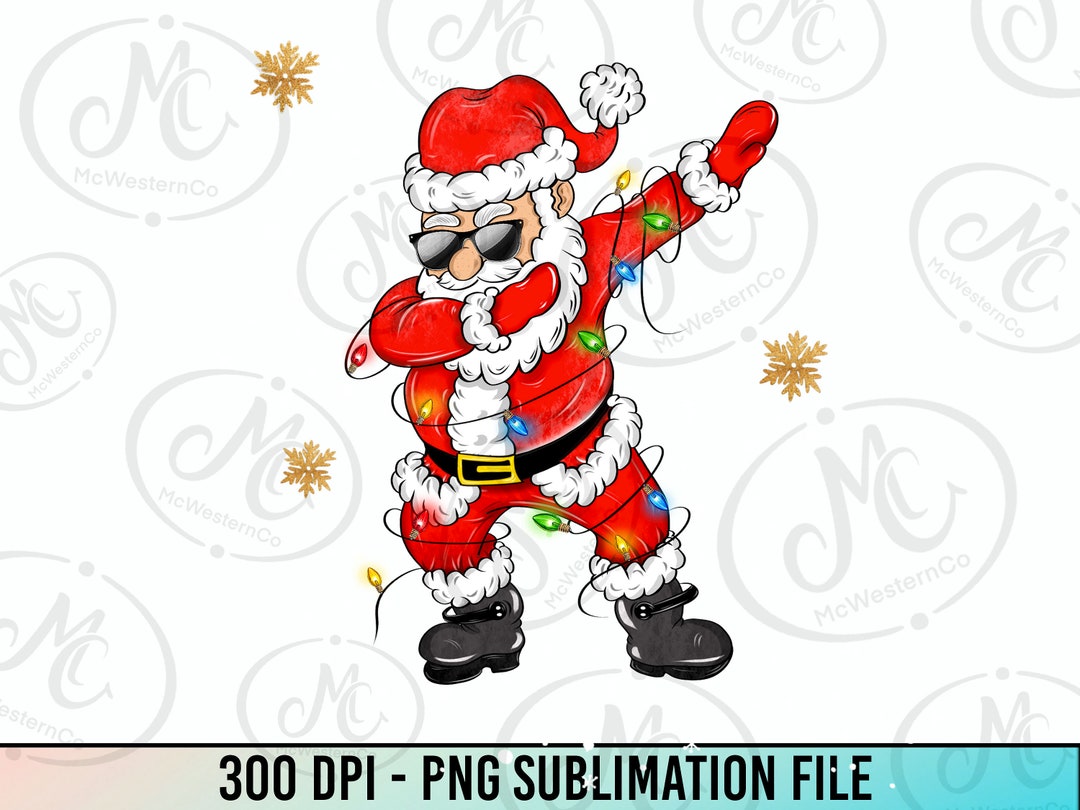Dabbing Santa With Christmas Lights Png Merry Christmas Png Happy New Year Png Sanra Claus