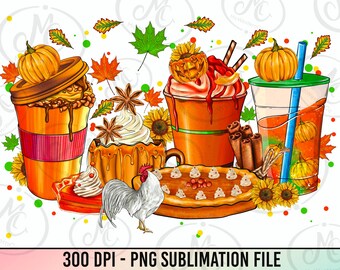 Thanksgiving Coffee Cups Png, Thanksgiving Png, Coffee Cups Png ...