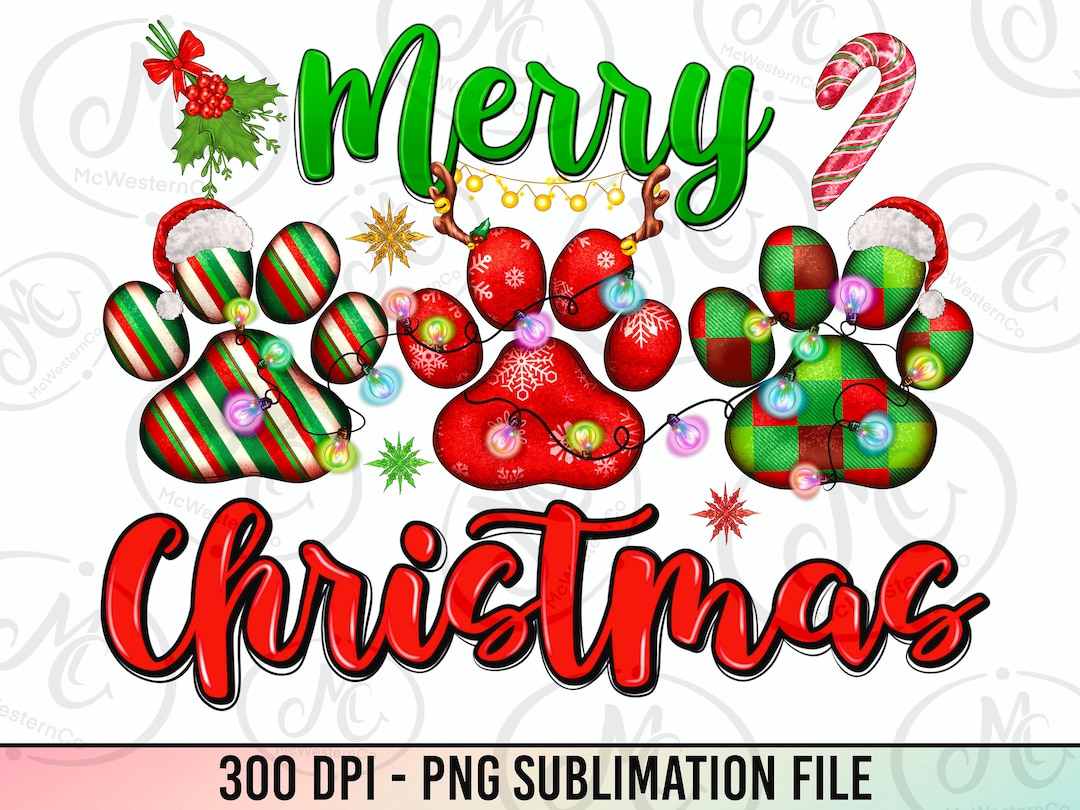Merry Christmas Paws Png Sublimate Design Download, Christmas Png ...