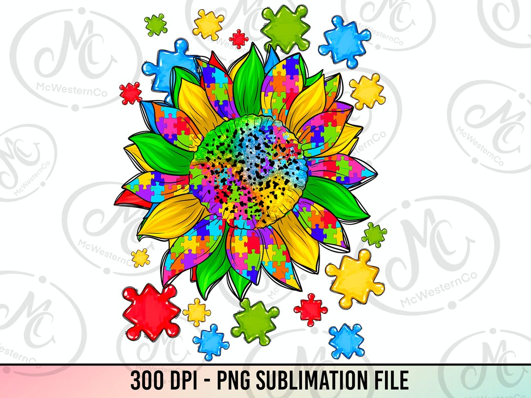 Autism Sunflower Png Sublimation Design Download, Autism Awareness Png ...