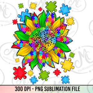 Autism Sunflower Png Sublimation Design Download Autism - Etsy