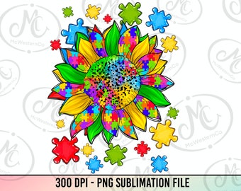 Autism Sunflower Png Sublimation Design Download, Autism Awareness Png ...
