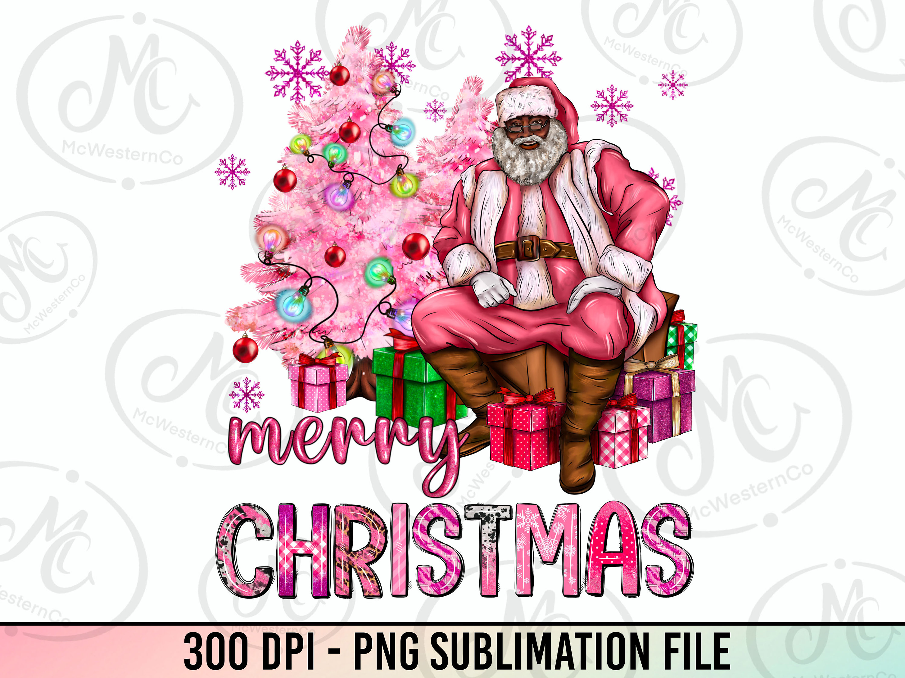 Merry Christmas Black Santa Pinktree Png, Pink Merry Christmas Afro ...