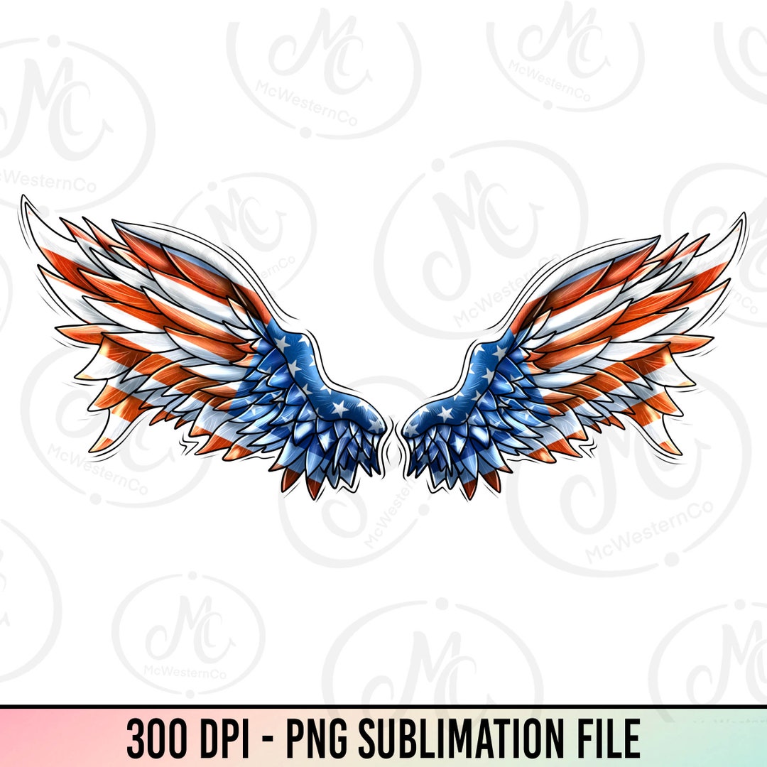 American Angel Wings PNG, USA Flag PNG, 4th of July, Patriotic Design ...