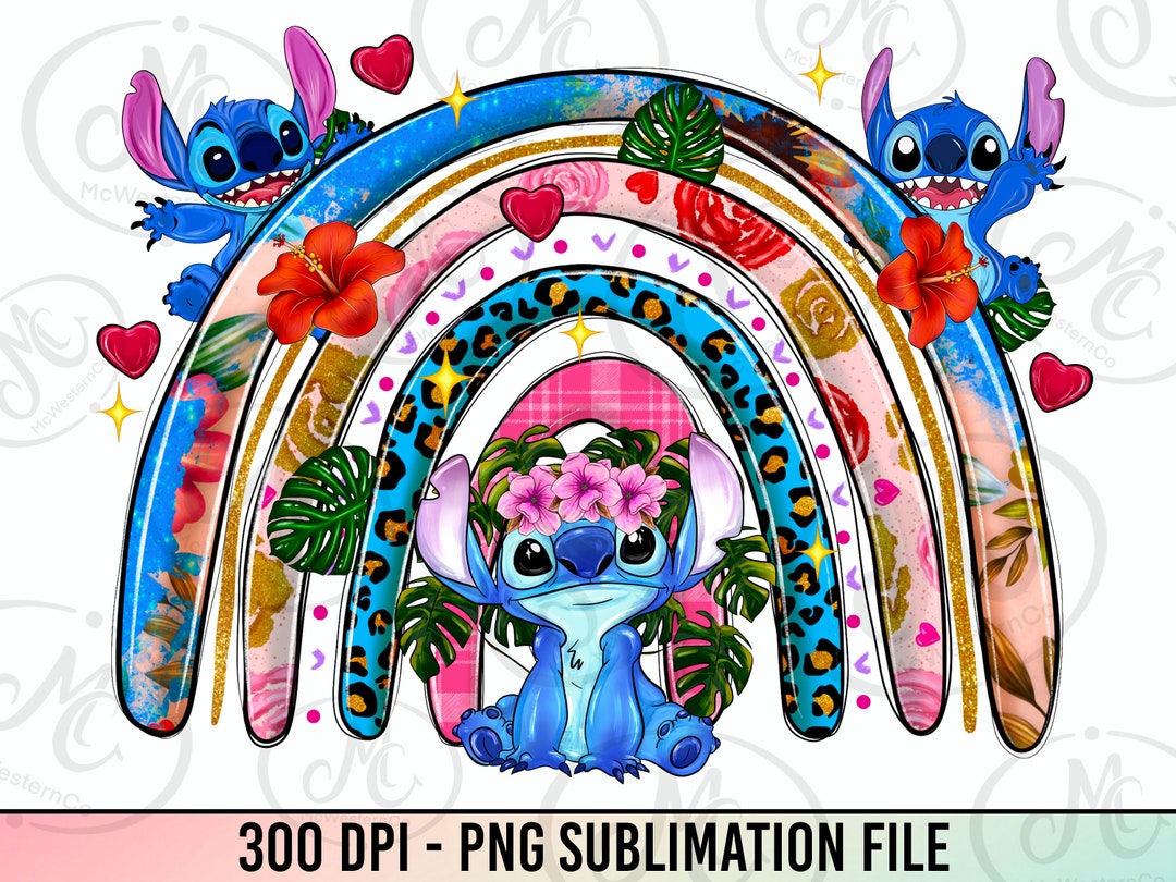 Stitch Rainbow Png Sublimation Design, Cute Stitch Png, Western Rainbow ...