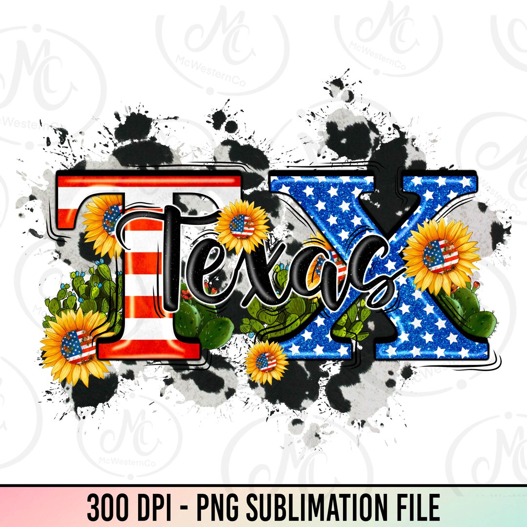 TX Texas Png Sublimation Design Download, Independence Day Png, Cowhide ...