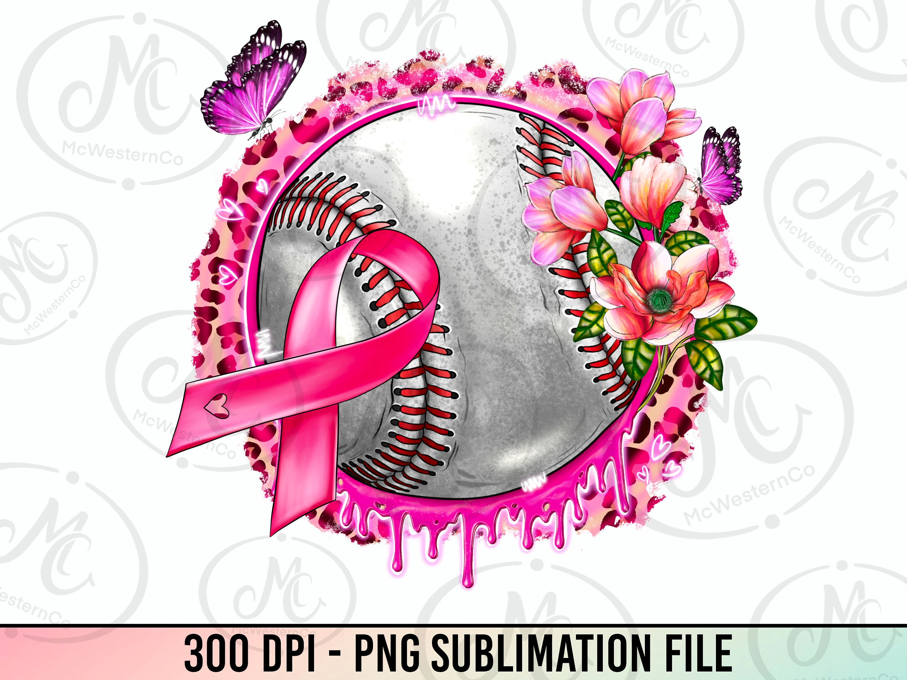 Baseball With Ribbon Pngcancer Ribbon With Softballs Png - Etsy