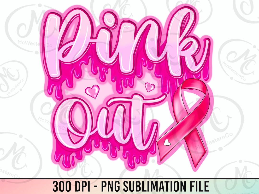 Pink Out Png, Pink Out Drip Breast Cancer Png, Cancer Ribbon Png ...