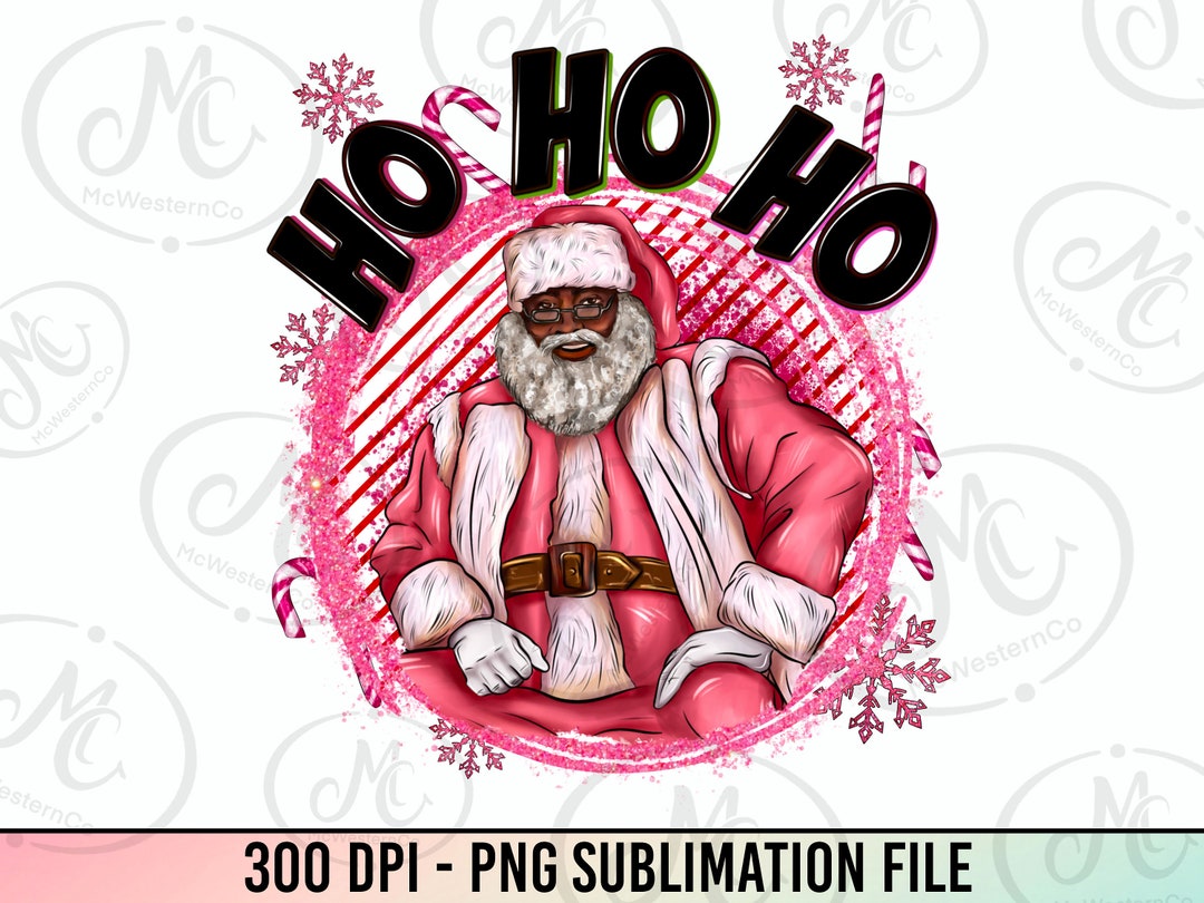 Pink Christmas Ho Ho Ho Black Santa Png, Black Santa Pinktree Png, Pink ...