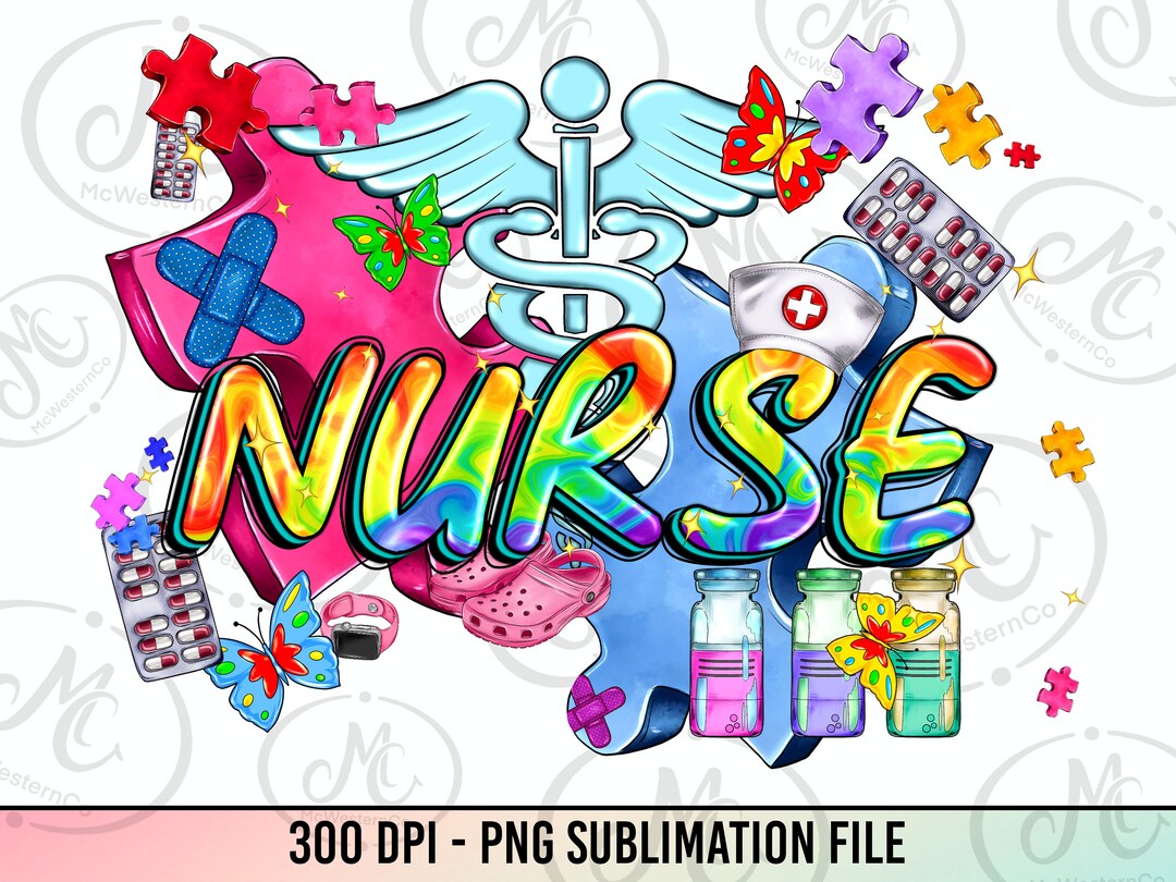 Autism Nurse Png Sublimation Design Download, Autism Awareness Png ...