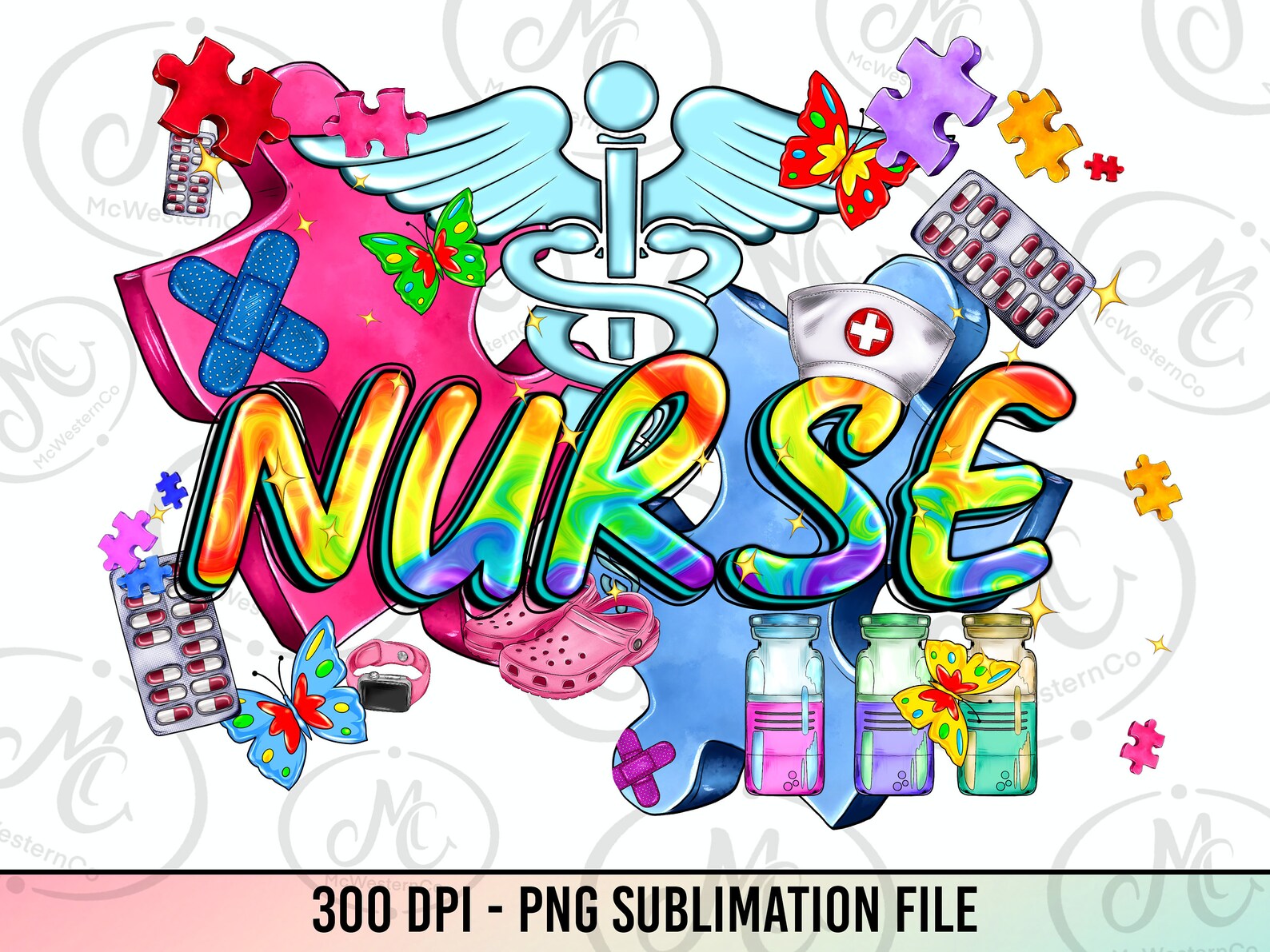 Autism Nurse Png Sublimation Design Download, Autism Awareness Png ...