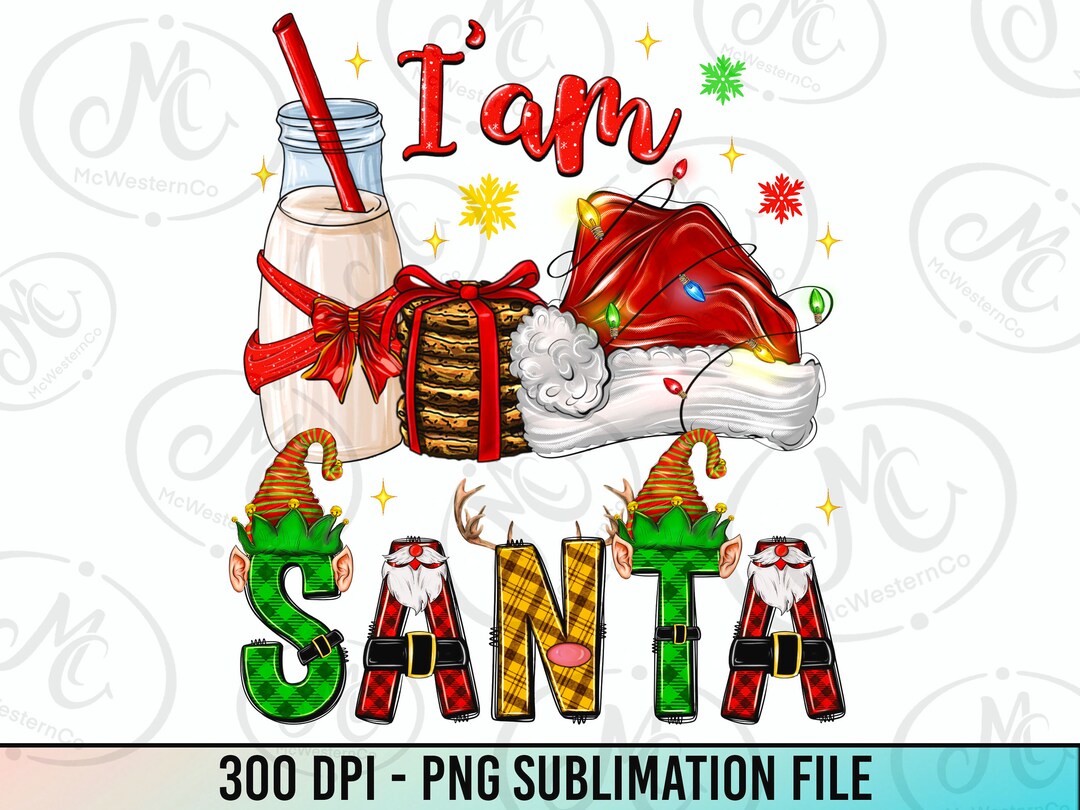 I Am Santa PNG, Santa Claus Hat, Christmas Lights, Digital Download ...