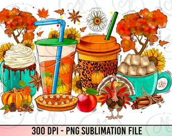 Thanksgiving Coffee Cups Png, Thanksgiving Png, Coffee Cups Png ...