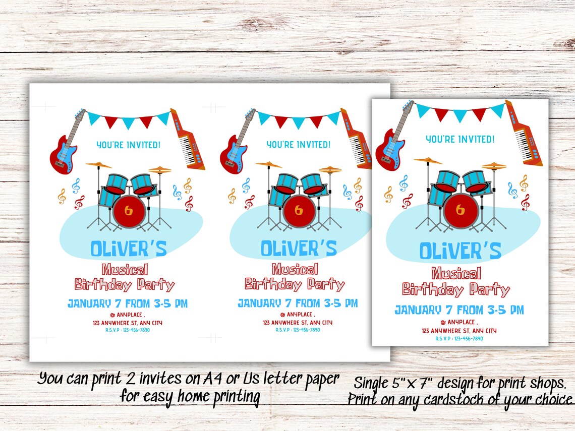 Musical Birthday Invitation Template, Editable Music Birthday Invite - Etsy