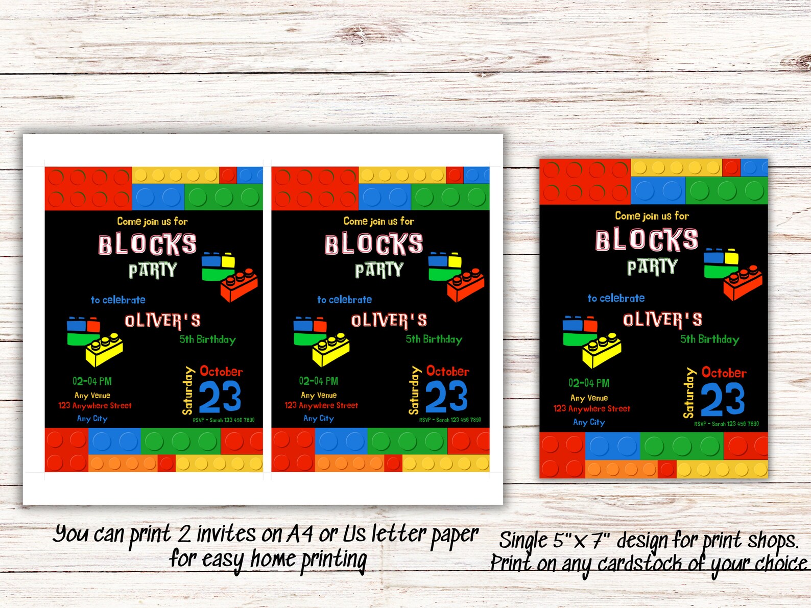 Building Blocks Birthday Invitation Template , Printable Kids Birthday ...