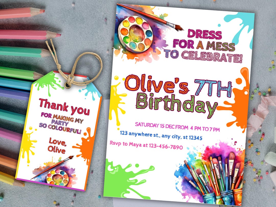 Painting Birthday Invitation Template, Printable Art Birthday ...