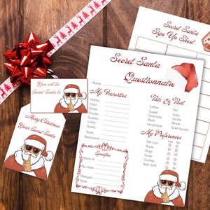 Secret Santa Questionnaire Bundle Printable Gift Exchange - Etsy