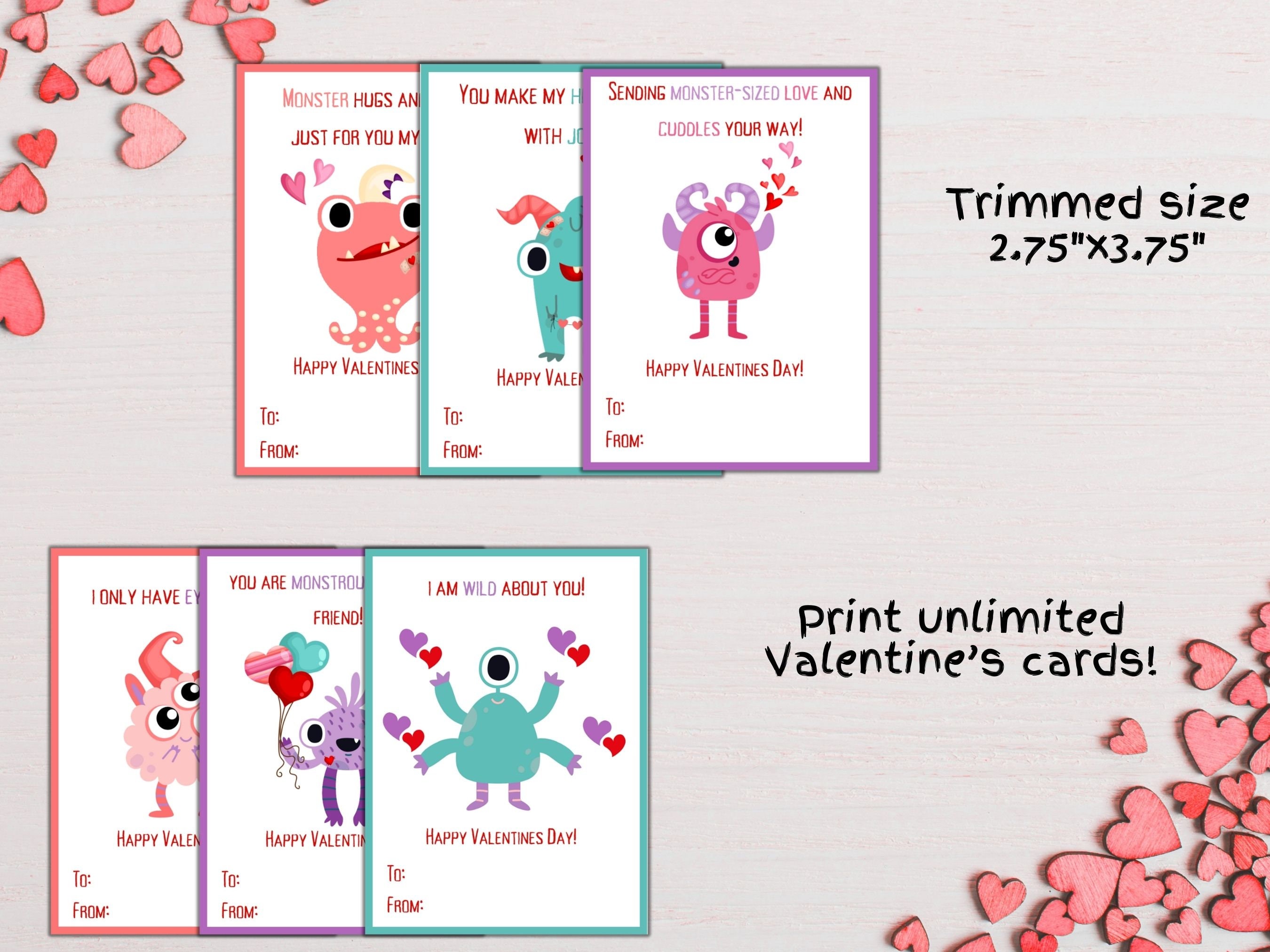 Editable Monsters Valentine's Day Cards , Printable Pun Valentine's Day ...