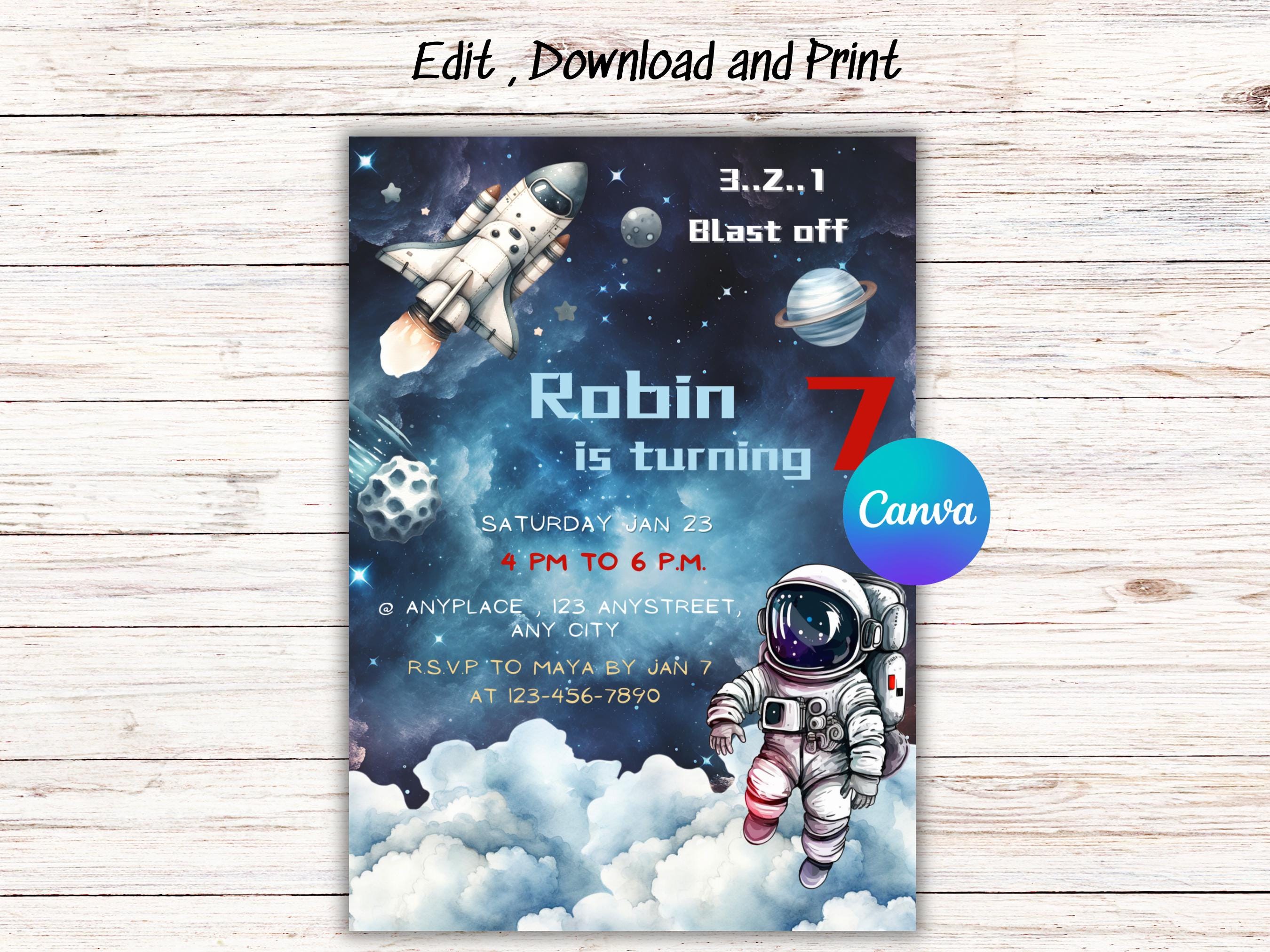 Space Birthday Invitation Template , Printable Birthday Boy Invitation ...