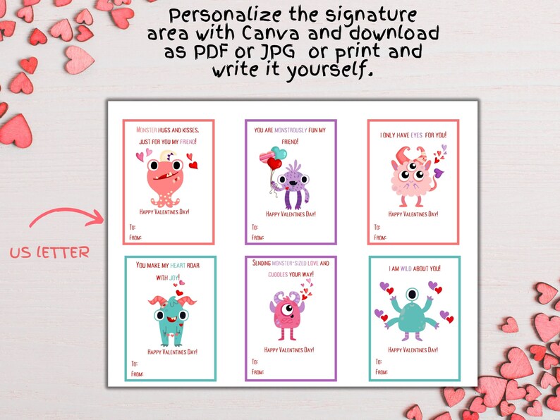 Editable Monsters Valentine's Day Cards , Valentine's Day Classroom ...