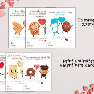 Editable Funny Food Valentine's Day Cards, Valentine's Day Classroom ...