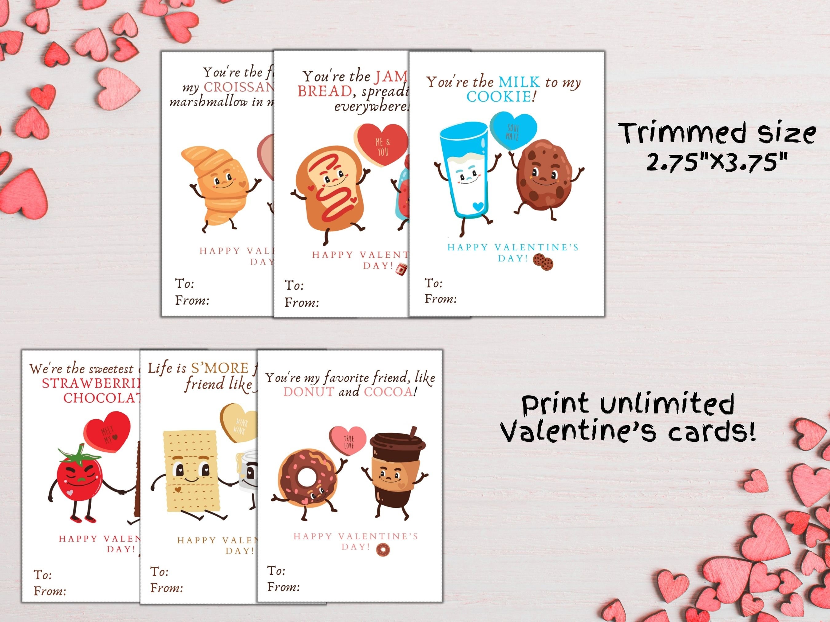 Editable Funny Food Valentine's Day Cards, Valentine's Day Classroom ...