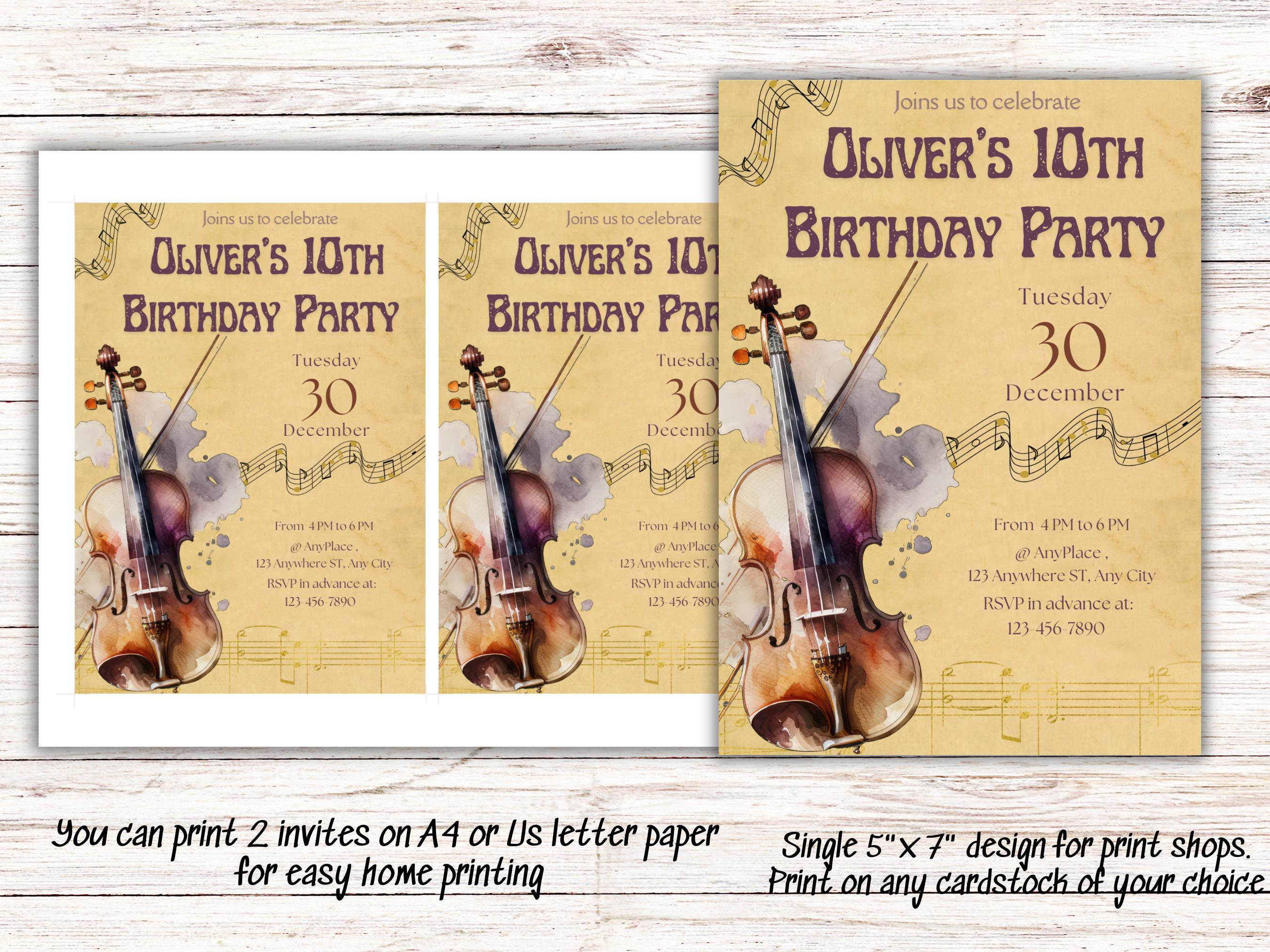 Musical Birthday Invitation Template, Editable Music Birthday Invite - Etsy