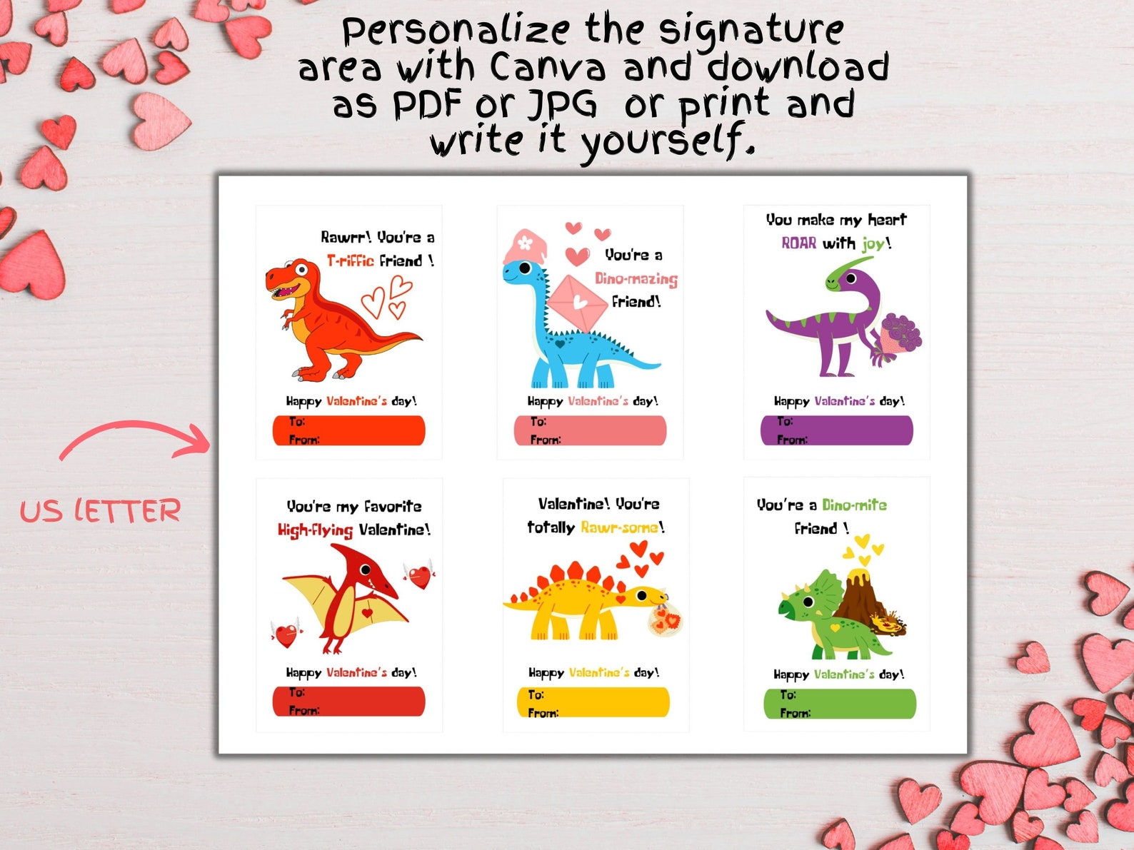 Editable Dinosaurs Valentine's Day Cards , Valentine's Day Classroom ...