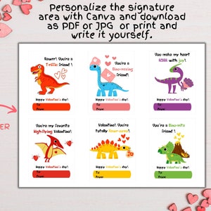 Editable Dinosaurs Valentine's Day Cards , Valentine's Day Classroom ...