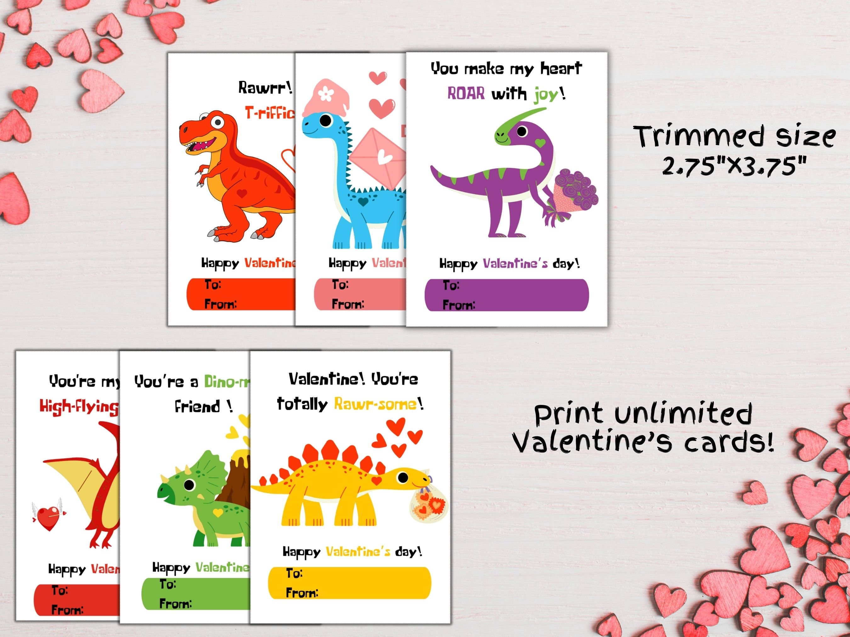 Editable Dinosaurs Valentine's Day Cards , Valentine's Day Classroom ...