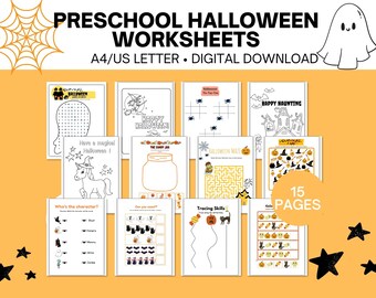 Halloween Activity Sheets October Preschool Learning Print & - Etsy