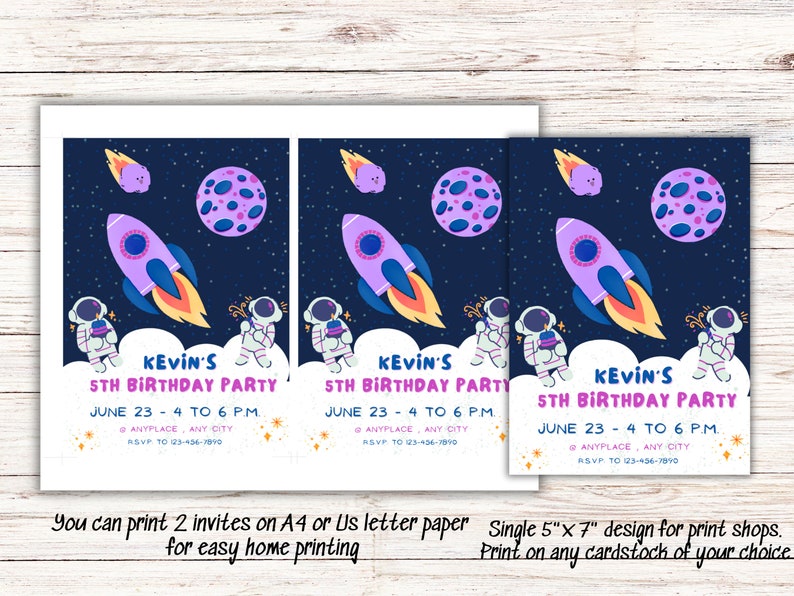 Space Birthday Invitation Template , Printable Birthday Boy Invitation ...