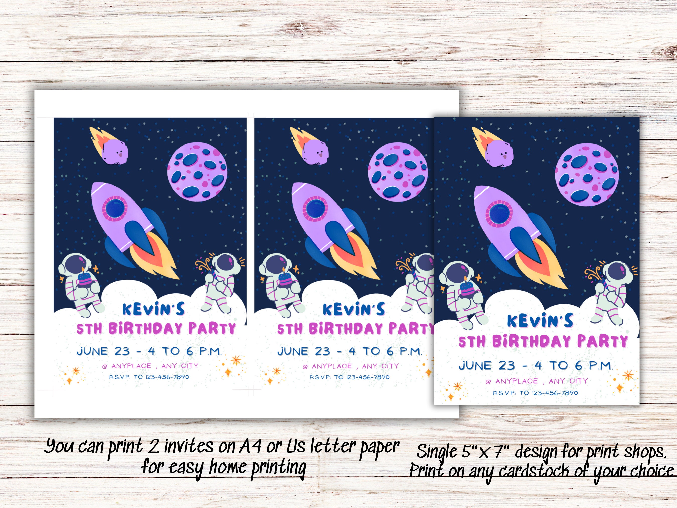Space Birthday Invitation Template , Printable Birthday Boy Invitation ...