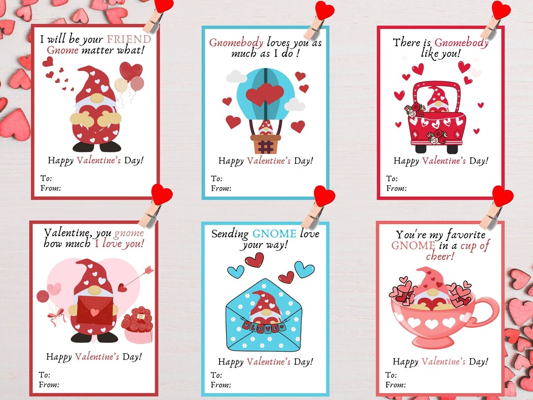 Editable Gnome Valentine's Day Cards , Valentine's Day Classroom Gift ...