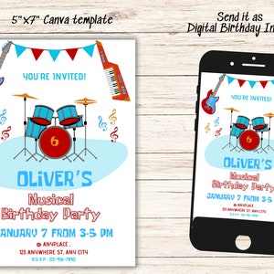 Musical Birthday Invitation Template, Editable Music Birthday Invite - Etsy