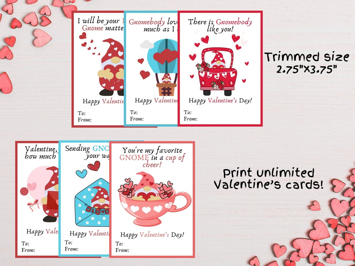 Editable Gnome Valentine's Day Cards , Valentine's Day Classroom Gift ...