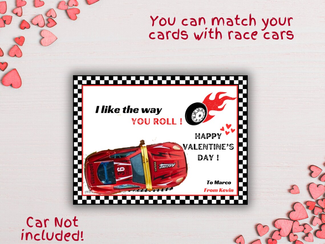 Editable Racing Cars Valentine's Day Cards , Valentine's Day Classroom ...