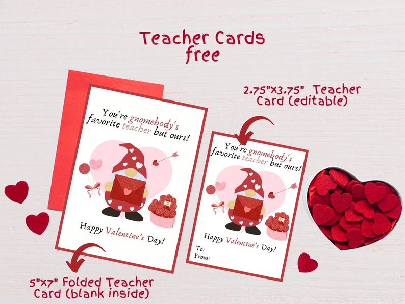 Editable Gnome Valentine's Day Cards , Valentine's Day Classroom Gift ...