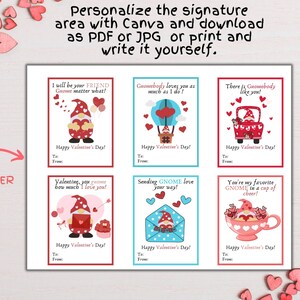 Editable Gnome Valentine's Day Cards , Valentine's Day Classroom Gift ...