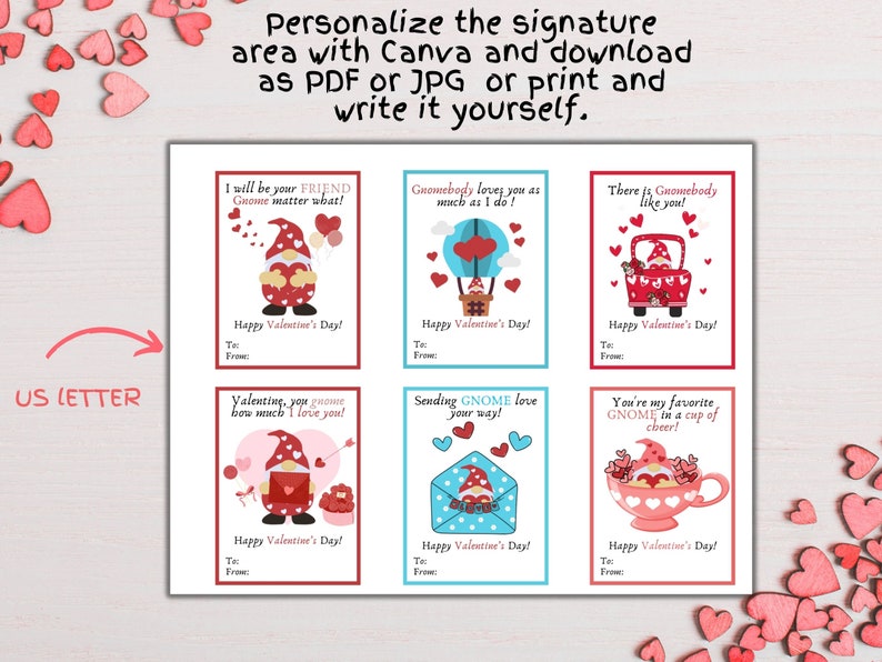 Editable Gnome Valentine's Day Cards , Valentine's Day Classroom Gift ...