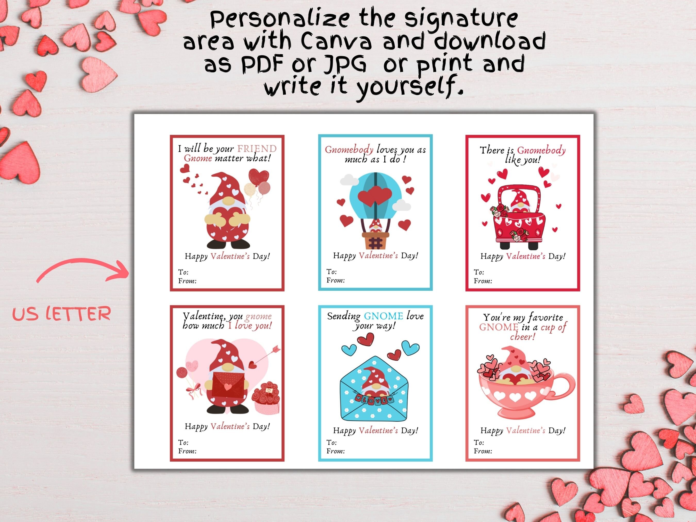 Editable Gnome Valentine's Day Cards , Valentine's Day Classroom Gift ...