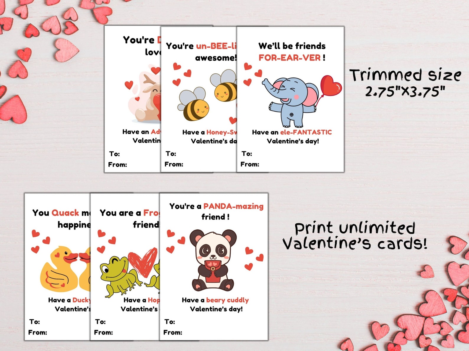 Editable Funny Animals Valentine's Day Cards , Valentine's Day ...