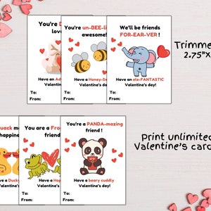 Editable Funny Animals Valentine's Day Cards , Valentine's Day ...
