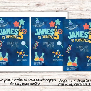 Science Birthday Invitation Template: Editable Scientist Party (digital ...