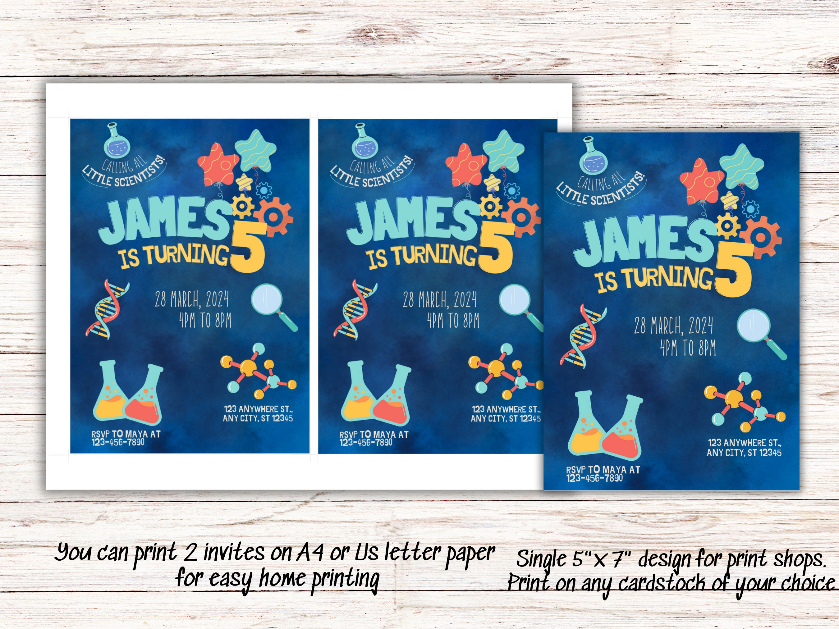 Science Birthday Invitation Template Editable Scientist Party (canva ...