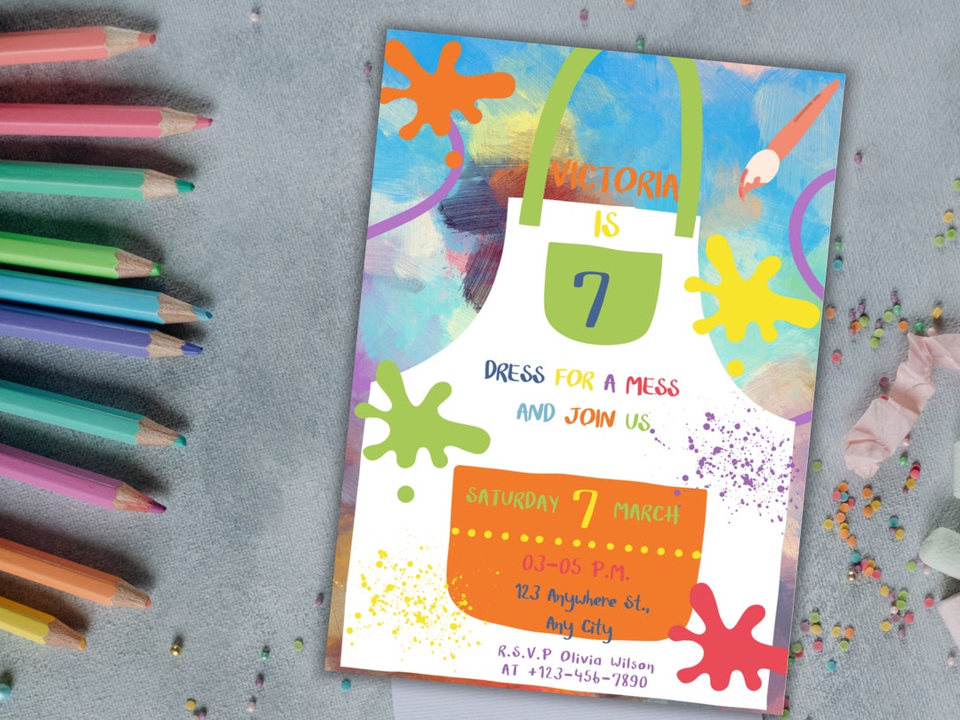Painting Birthday Invitation Template: Editable Art Party Invite ...