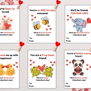 Editable Funny Animals Valentine's Day Cards , Valentine's Day ...