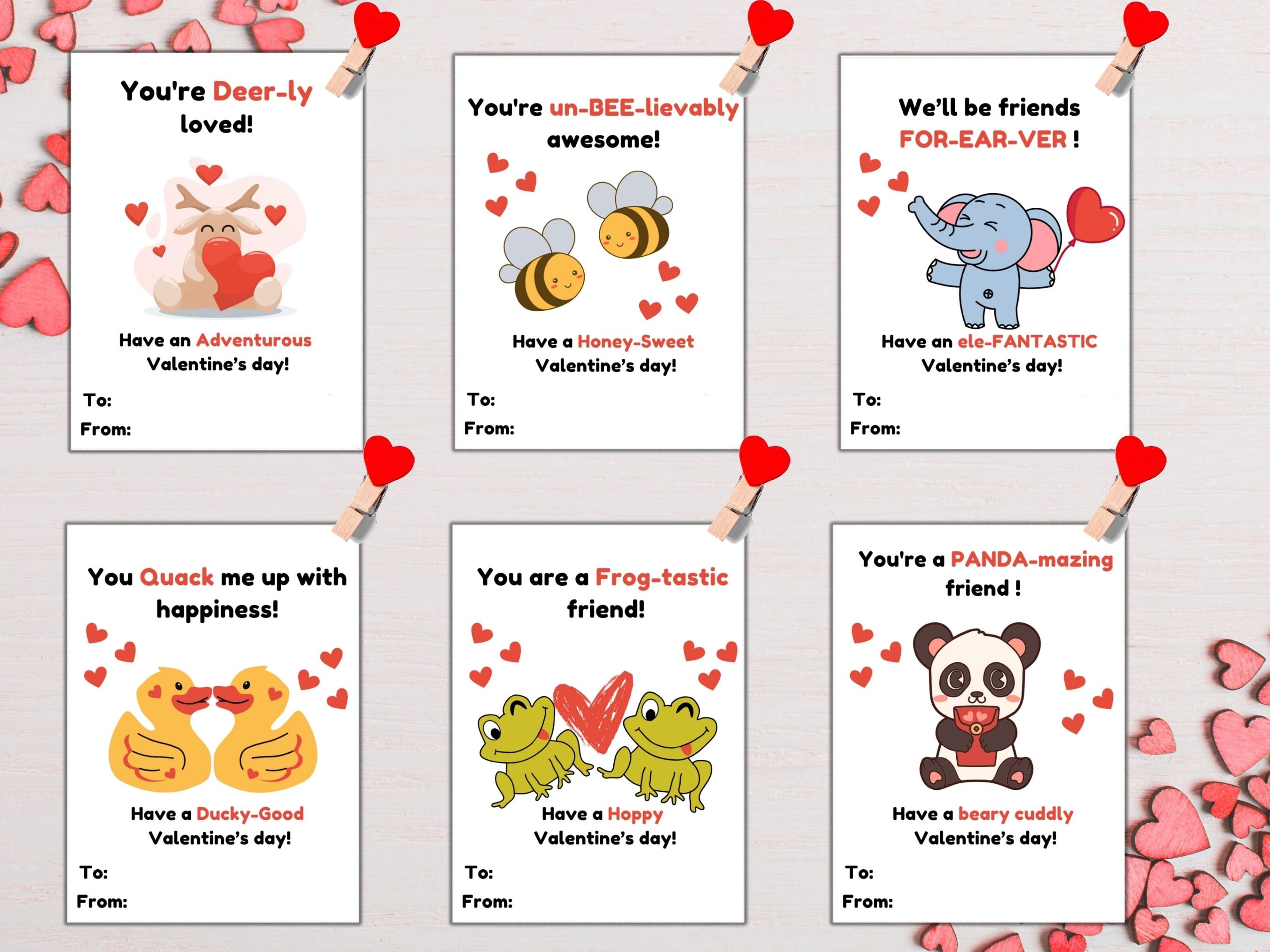 Editable Funny Animals Valentine's Day Cards , Valentine's Day ...