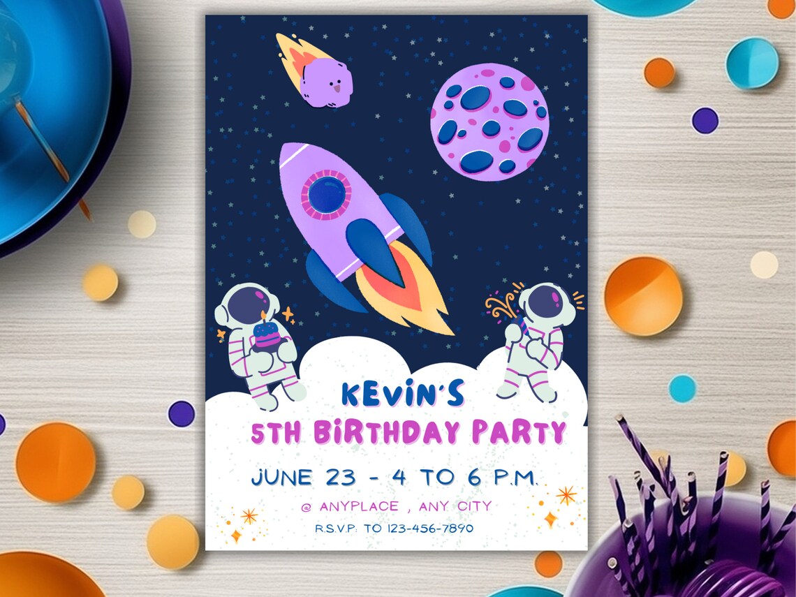 Space Birthday Invitation Template , Printable Birthday Boy Invitation ...