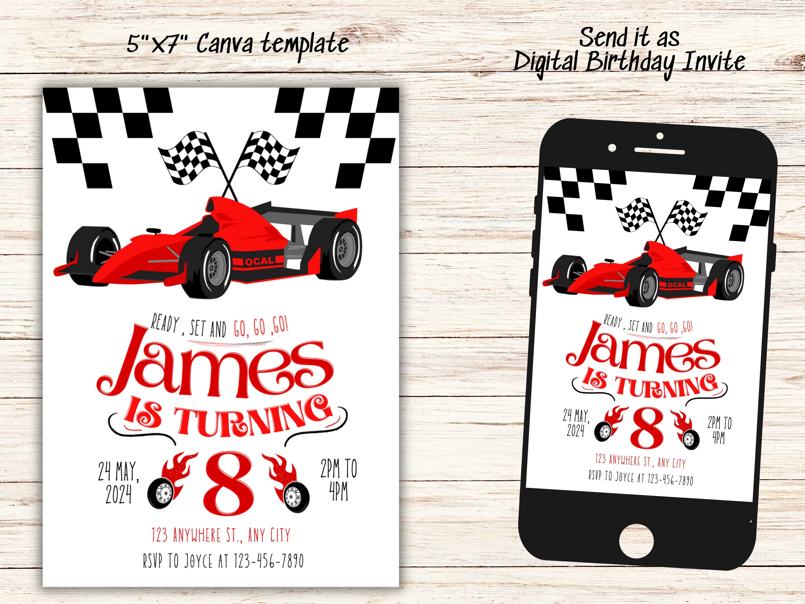 Racing Car Birthday Invitation Template , Printable Birthday Boy ...